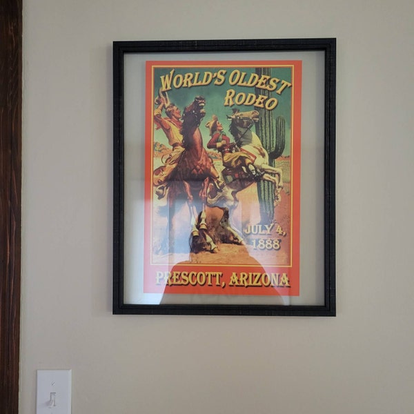 12x18 PRESCOTT, AZ World's Oldest Rodeo July, 1888 Cowboy Cowgirl Rodeo ...