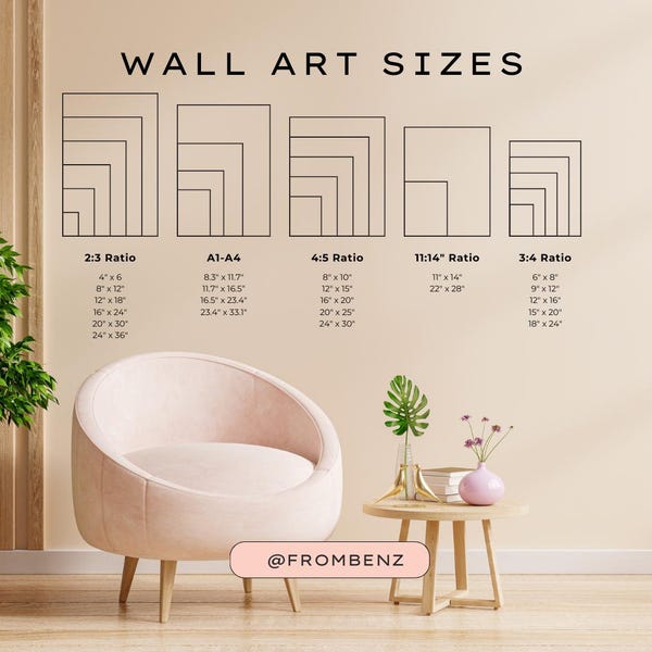 Wall Art Size Guide, Printing Size Mockup Template, Art Ratio Chart ...
