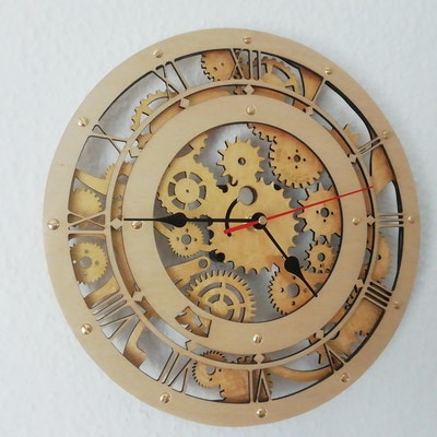 Wall Clock With Wheel, Laser Cut File. Laser Cut Project Plan. Wall ...