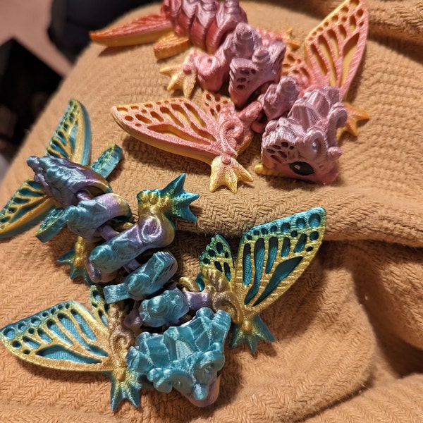 3D Printed Cinderwing Butterfly Wyvern – Articulated Dragon Toy - Etsy