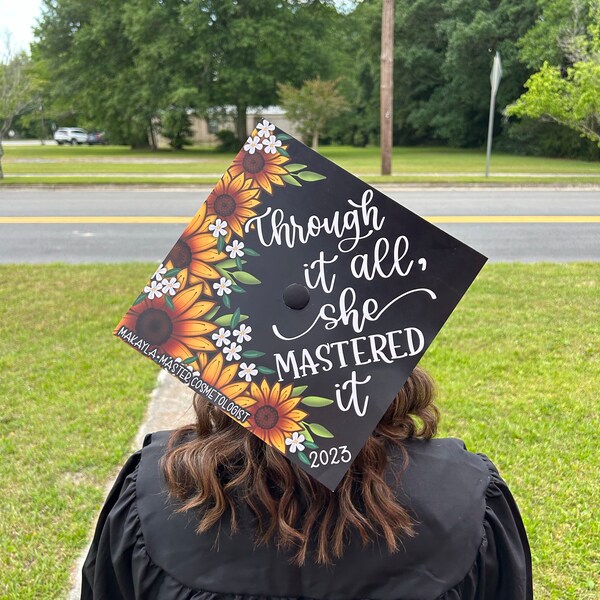 She Mastered It- Grad Cap Topper Graduation Gift Tassel Custom Grad ...