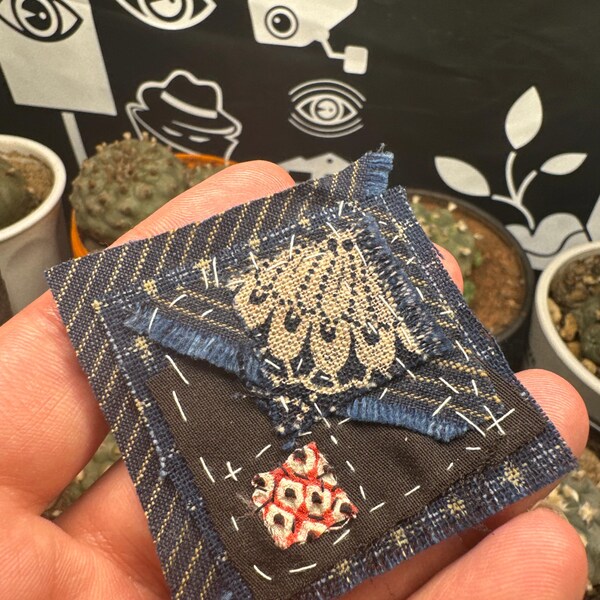 Japanese Boro Textile Art Mini Small Layered Patch Embroidery Primitive ...