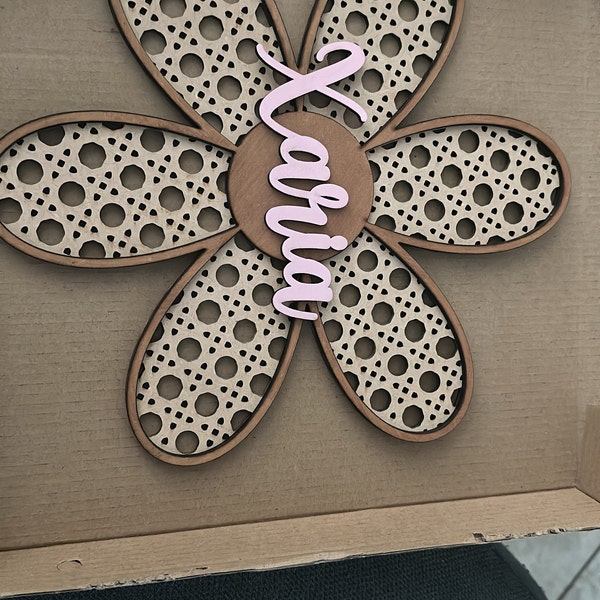 11” Rattan Daisy, Boho Daisy, Nursery Sign, Farmhouse Style ...