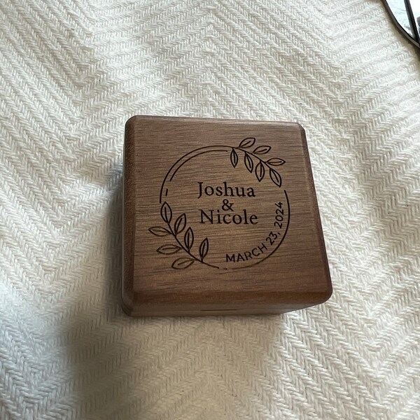 Personalized Wedding Ring Box Custom Wood Ring Box Engagement Ring Box ...