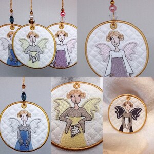QUILTED, Cute Freestanding ANGEL Designs, 3 Different Angels as Round ...