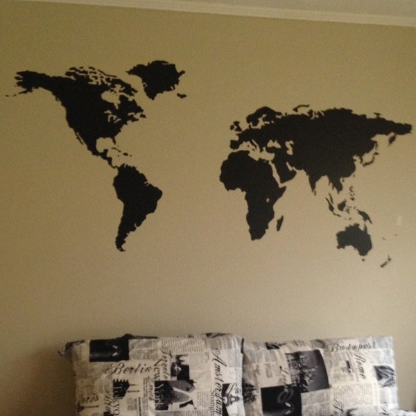 Large World Map Decal . Removable World Map Wall Stickers . Colorful ...