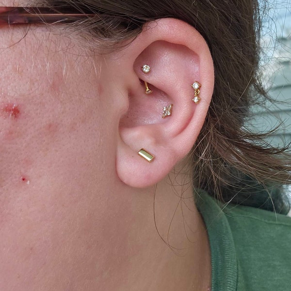 ASTM F136 Pear Star Titanium Conch Earring, Conch Labret, Internally ...