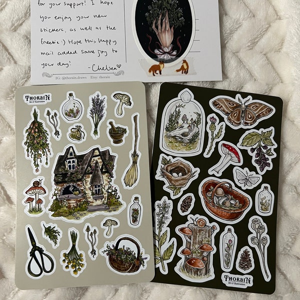 BUNDLE: Dark Cottagecore Sticker Sheets | Green Witch Journal Stickers ...