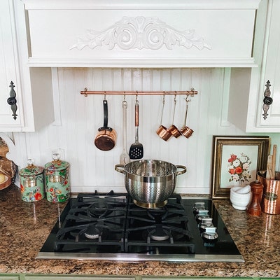 Copper Pipe Pan Utensil Pot Rail 70cm Rack, Steampunk, Rosegold ...