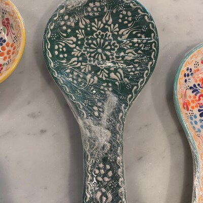 14 Color Ceramic Spoon Rest, Handmade Pottery, Spoon Rest, Kitchen ...