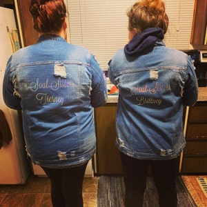 CUSTOM TEXT Long Oversized Denim Jacket Mid-wash Vintage Inspired and ...