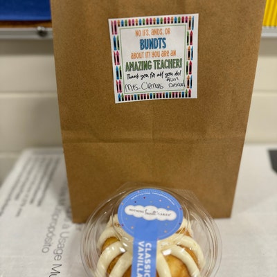 Teacher Appreciation Gift Tag, Teacher Bundt Cake Gift Tag, Bundt Cake ...