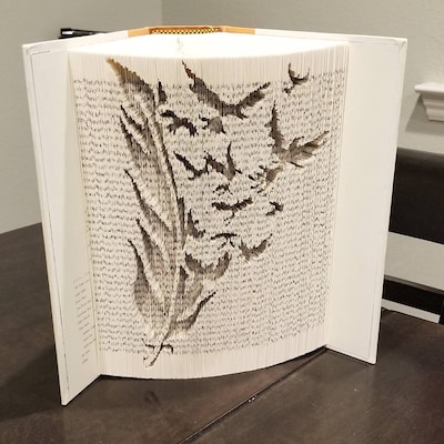 Feather Birds: Book Folding Pattern, Instruction DIY Folded Book Art ...