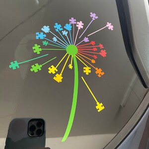 Autism Puzzle Piece Dandelion Car Decal Autism Awareness - Etsy