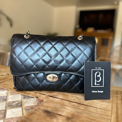 Classic Style XL DIAMONDS Genuine Leather Shoulder Bag, Quilted Elegant ...