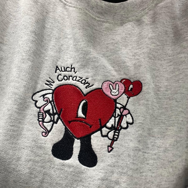 Benito Heart Corazon Bad Bunny Pink Crewneck - Bad Bunny Merch Worlds ...