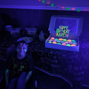 Glow Party Cake Topper, Neon Birthday Cake Topper, Personalized Cake ...