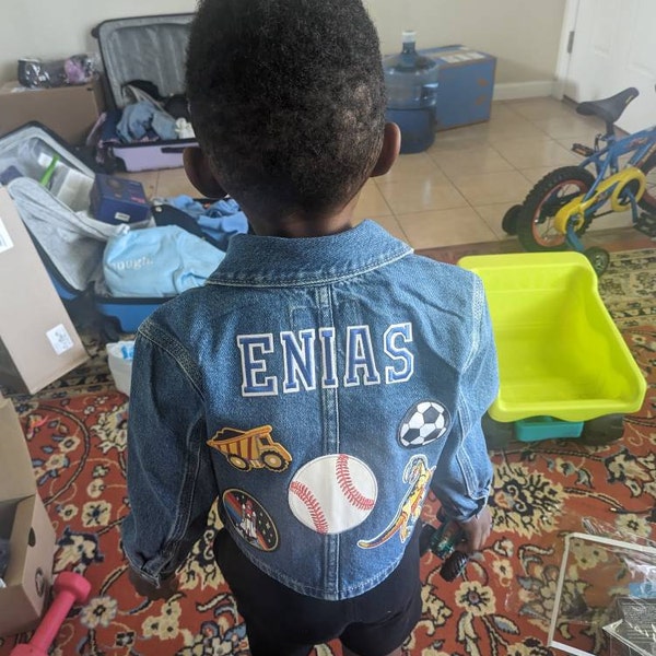 Boys Letter Patch Jean Jacket | Name Patch Jacket | Toddler Boys Custom ...