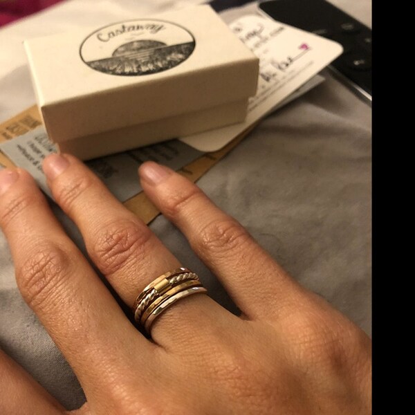 Twist and Slide Ring~sterling Silver Ring With 14kt. Gold Filled ...