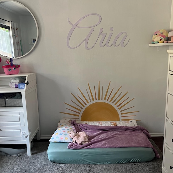Large Boho Half Sun Watercolor Wall Decal - Nursery Decor, Kids Room ...