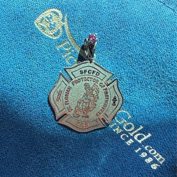 Solid 14K Gold Customized Saint Florian Badge Religious Medal, Solid ...