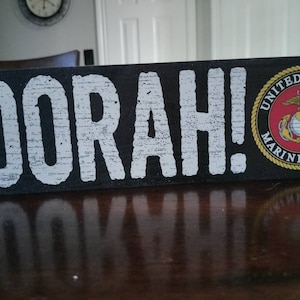 OORAH Marine Corps Wood Sign. USMC Gifts for Men or Women. Semper Fi ...