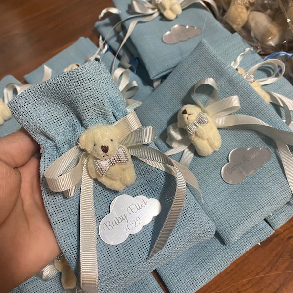 Blue Teddy Bear Sachet Bags, Beary First Birthday, Teddy Bear Baby ...