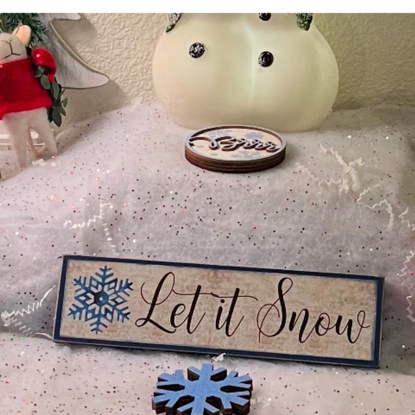 Snowflake Let It Snow Wood Sign - Etsy