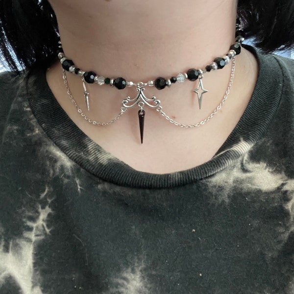 Fairy Core Gothic Spider Necklace With Lava Stone Choker Unique Y2K ...