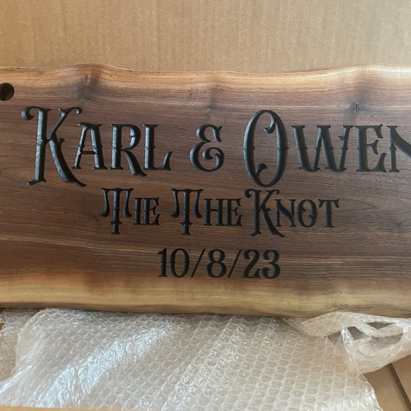Personalized Live Edge Walnut Sign, Rustic Wedding Decor - Etsy