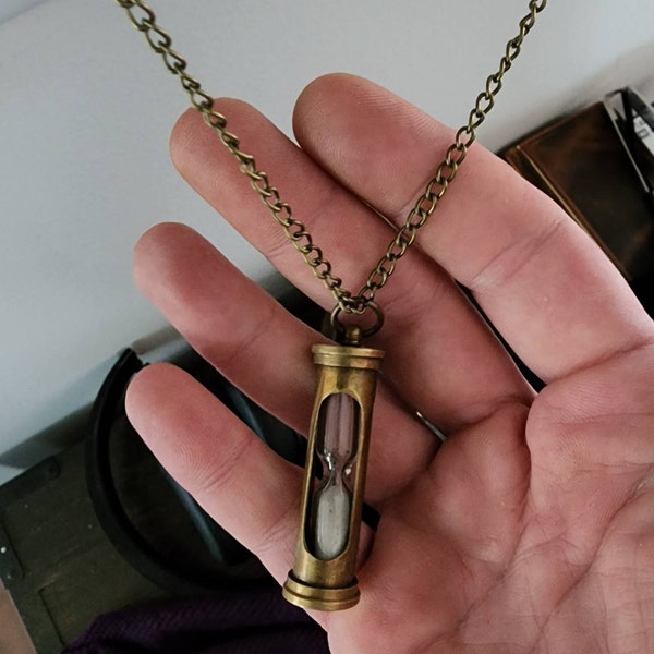 Antique Finish Brass Hourglass Sand Timer W/ Optional 27" Chain & Bag ...