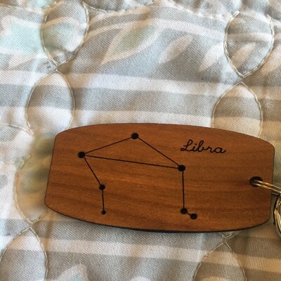 Libra Zodiac Constellation Wood Keychain Made in the USA / Birthday ...