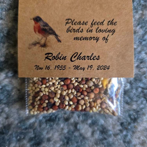 24 Bird Seed Funeral Favors Feed the Birds Celebration of Life Memorial ...