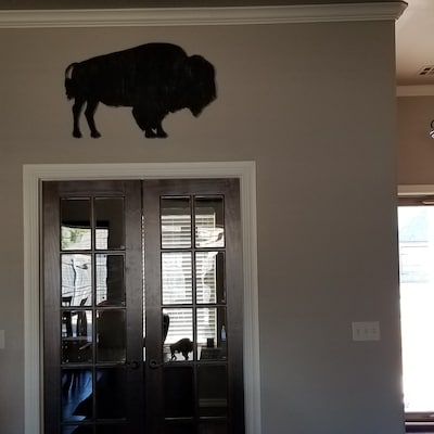 Wooden Buffalo Sign American Bison Americana Tribal Wall Art Outdoor ...