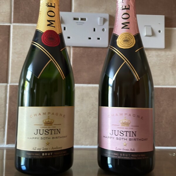 Personalised Moet and Chandon Imperial Rose Gold Bottle Label Happy ...