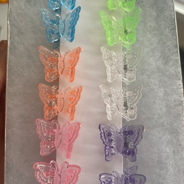 Butterfly Clips 12 Pc Set 3/4"x3/4", 1990s Butterfly Clips, Multi-color ...