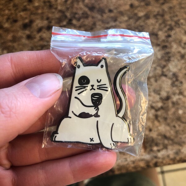 Cat Enamel Pin, White Cat Enamel Pin, Black Cat Enamel Pin, Hard Enamel ...