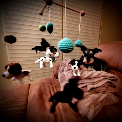 Puppies Baby Mobile, Crochet Puppy, Crochet Dog Baby Nursery, Dogs Baby ...