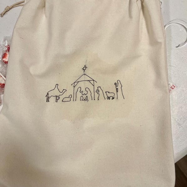 Nativity Scene Outline Embroidery Design, Machine Embroidery Christmas ...