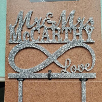 Glitter Infinity Symbol W/ Love Mr and Mrs Personalized - Etsy