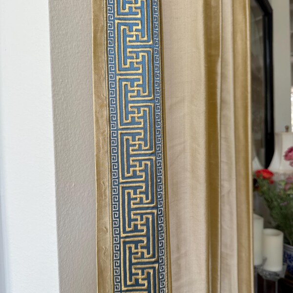 Green Teal Curtain Drapery Fabric Trim Circle, Embroidered Upholstery ...