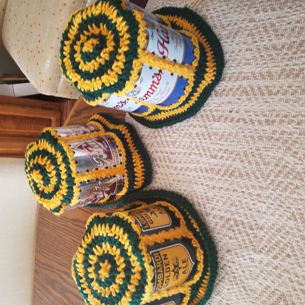 BADGERS Handmade Crochet Beer Can Hat - Etsy