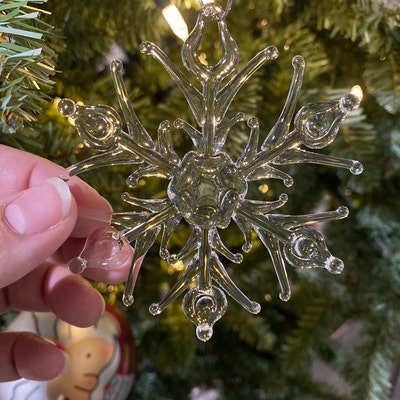 Handmade Clear Glass Snowflake Ornament Straight Tip Design - Etsy