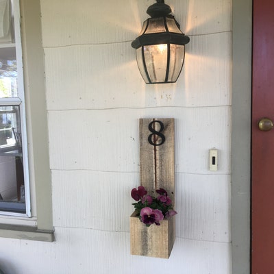 Address Sign Planter Vertical Reclaimed Wood, Home Address Display ...
