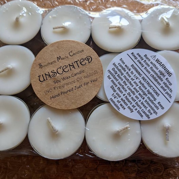 12 Pack Unscented Soy Tea Lights, Hand Made - Etsy