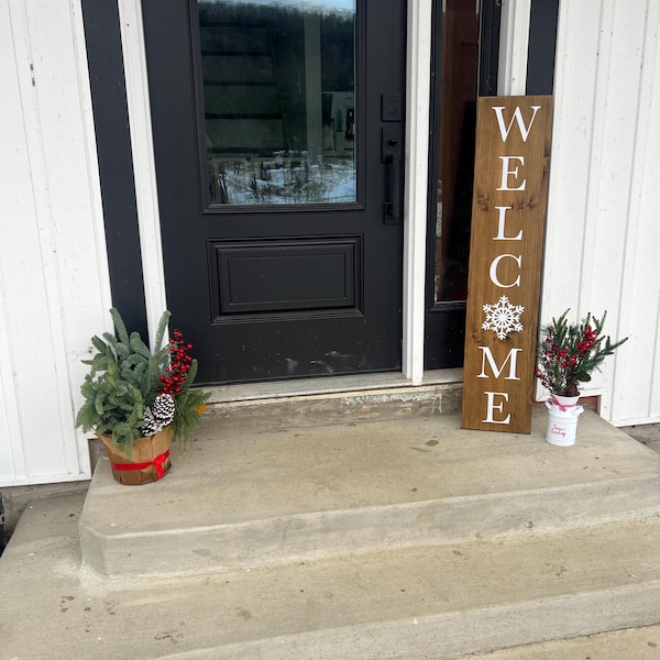 Christmas Welcome Sign - Winter Porch Decor - Let It Snow Sign ...
