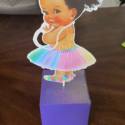 3 Rainbow Princess Centerpieces African American Birthday Table ...