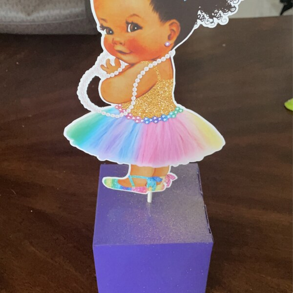 3 Rainbow Princess Centerpieces African American Birthday Table ...