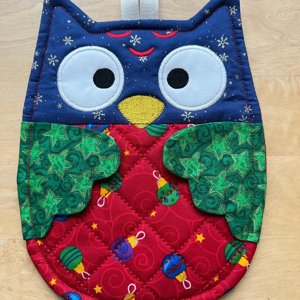 In the Hoop Owl Potholder Mug Rug Design for Machine Embroidery Digital ...