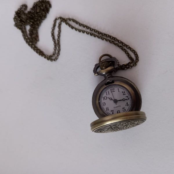 Time Lord Watch Necklace in Antique Brass Finish - Choose Ship, Clock ...